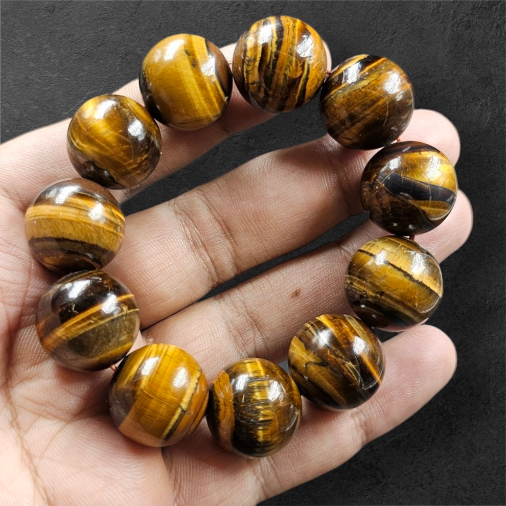 Tiger eye bracelet (20mm bead size) – ALANKAR SHIVAY®